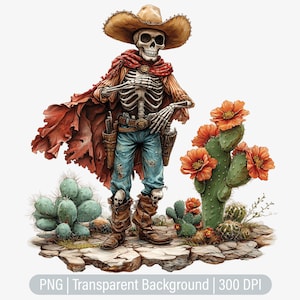 Cowboy Skeleton Clipart, Western PNG, Cowboy, Junk Journals ...