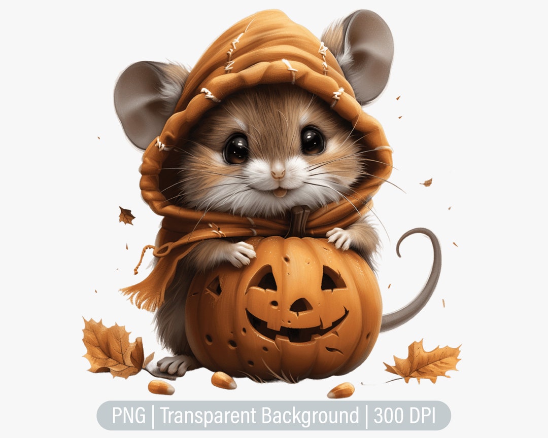 Halloween Mouse Clipart, Halloween PNG, Pumpkin Mouse, Junk Journals ...