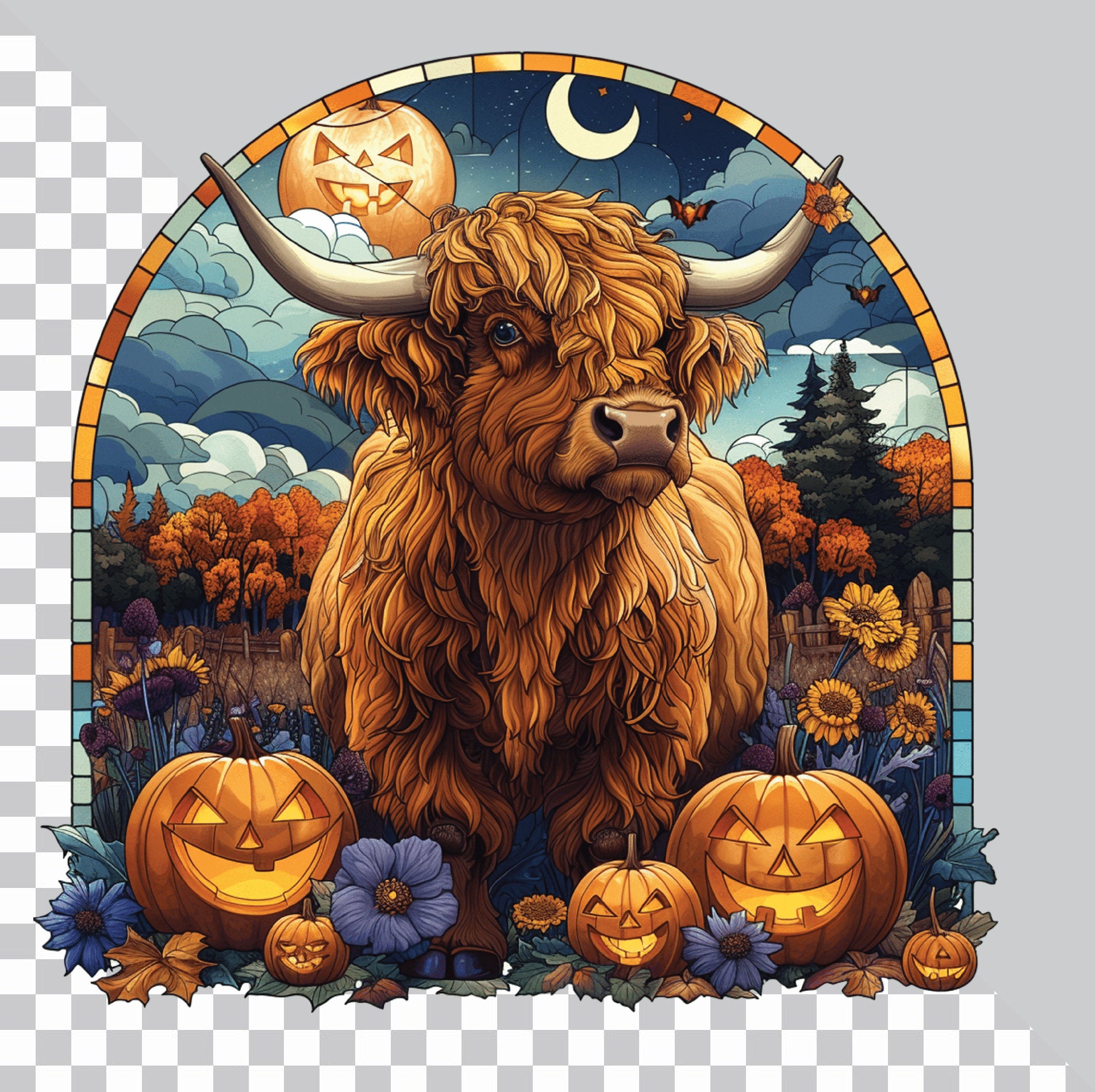 Halloween Stained Glass Clipart, Spooky Png, Circle Window Glass Png ...