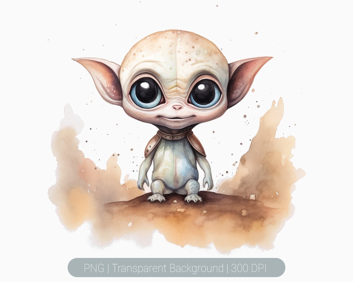Baby Alien Clipart, Alien Png, Cute Alien Clipart, Watercolour Alien ...
