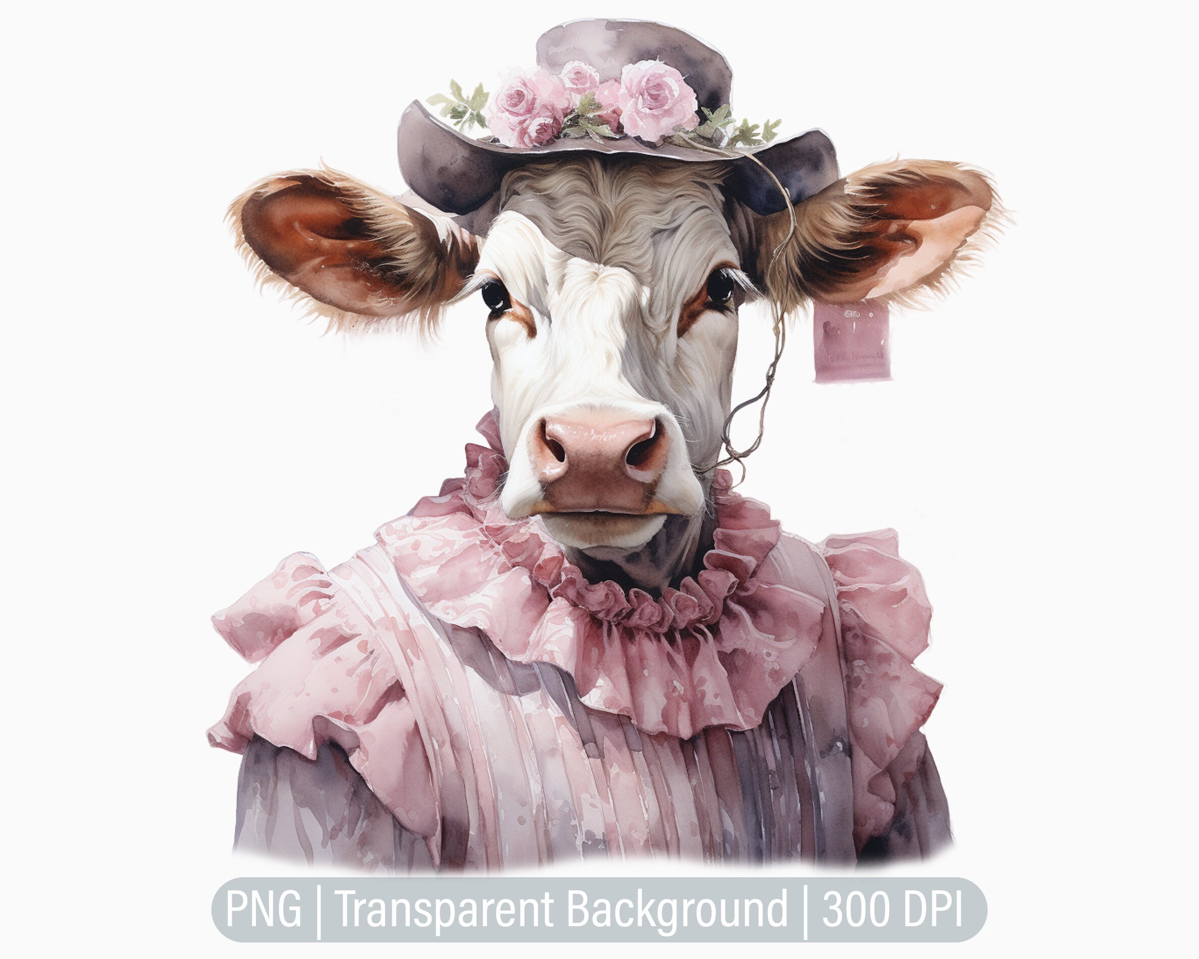Lady Cow Clipart, Cute Cow PNG, Farm Cow Clipart, Junk Journals ...