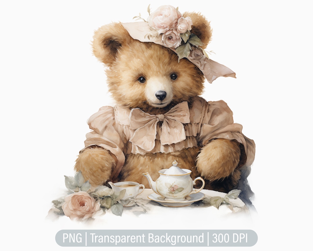 Teddy Bear Teatime Clipart, Tea Party PNG Clipart, Teddy Toy, Junk ...