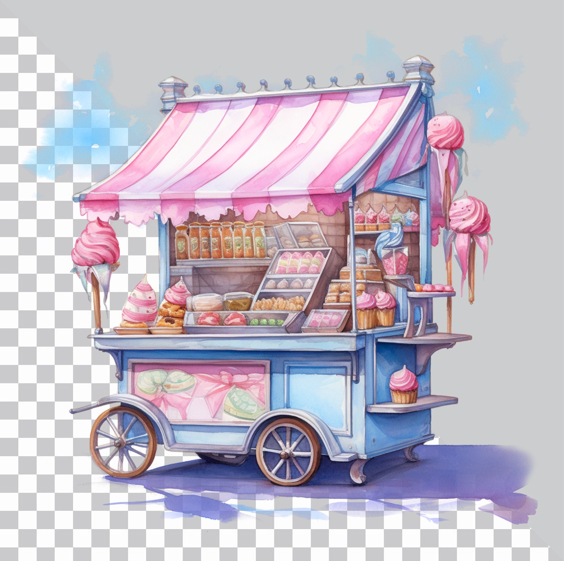 Ice Cream Stall Clipart, Ice Cream Stand, Sweets Shop PNG, Dessert ...