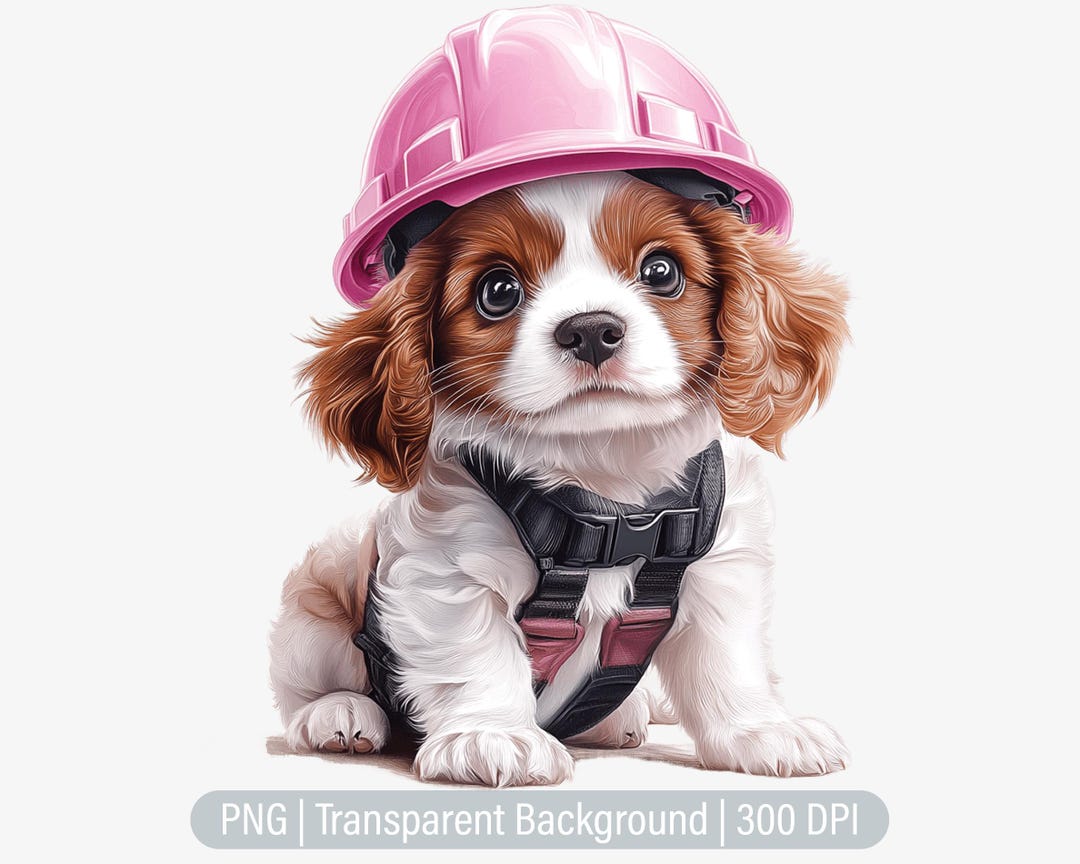 Construction Dog Clipart, Construction Girl PNG, Pink Helmet, Junk ...