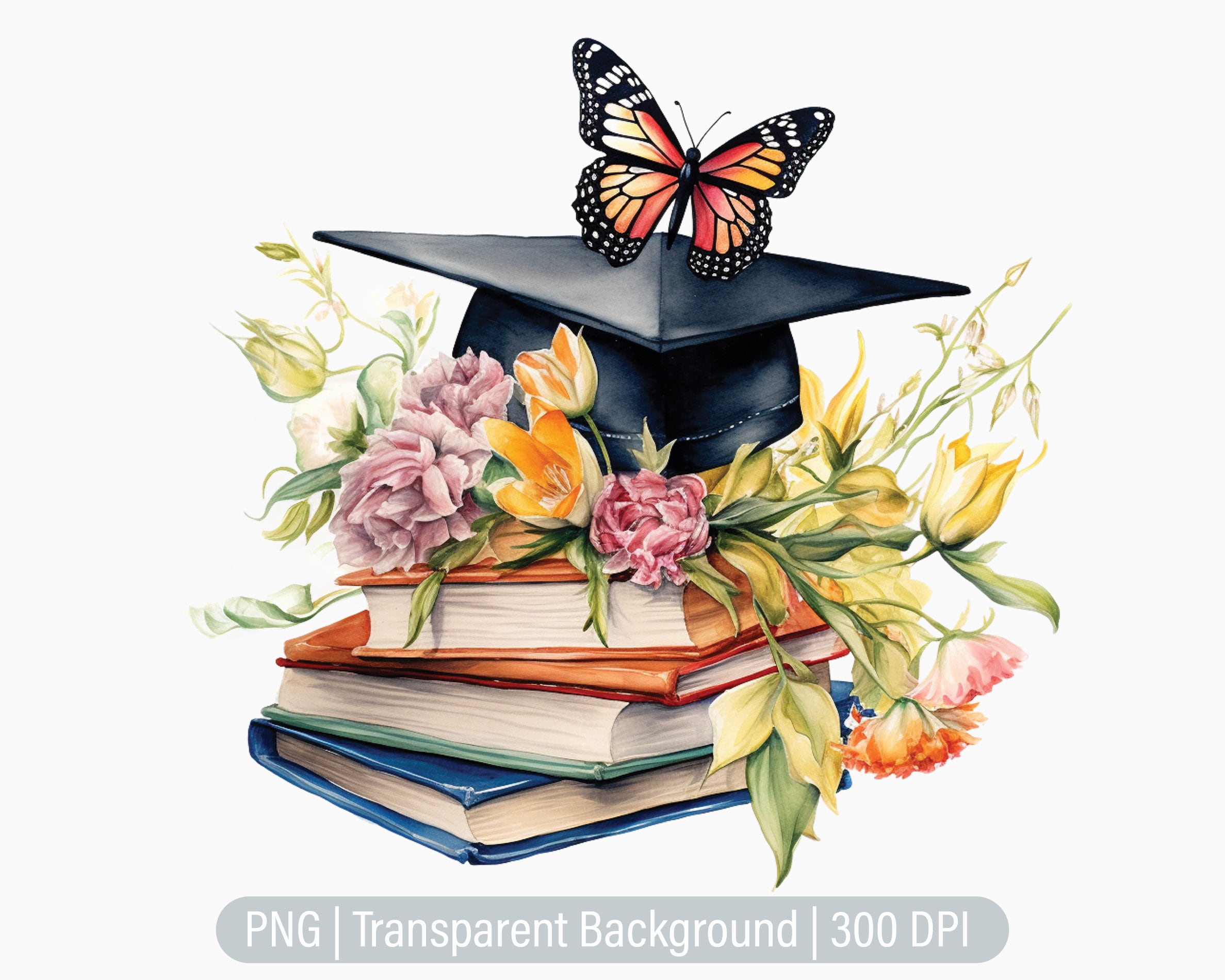 Graduation Hat Clipart, Floral Graduation Cap PNG Clipart, Junk ...