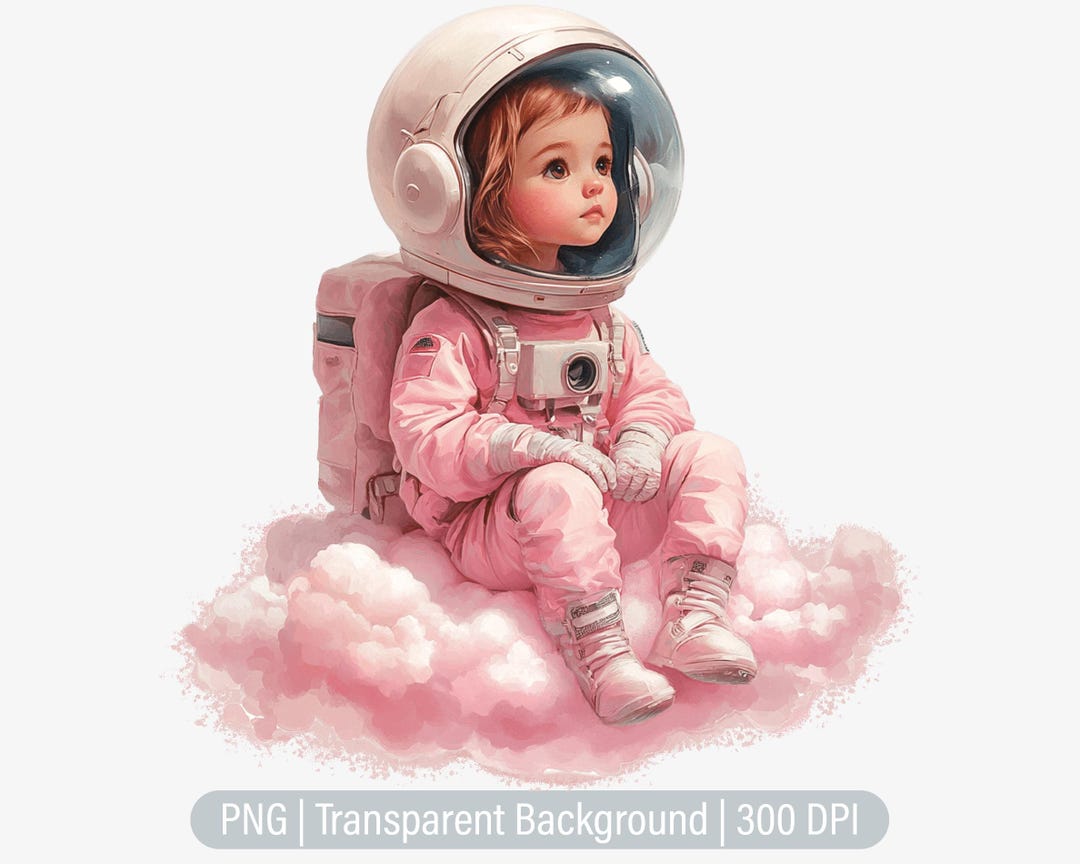 Pink Astronaut Clipart, Space PNG, Cute Girl Astronaut, Junk Journals ...