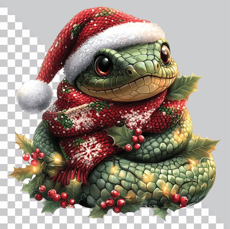 Christmas Snake Clipart, Christmas PNG, Snow Snake, Junk Journal ...