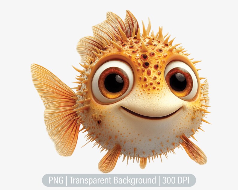 Cute Pufferfish Clipart, Tropical Fish PNG, Spike Fish Junk Journals ...