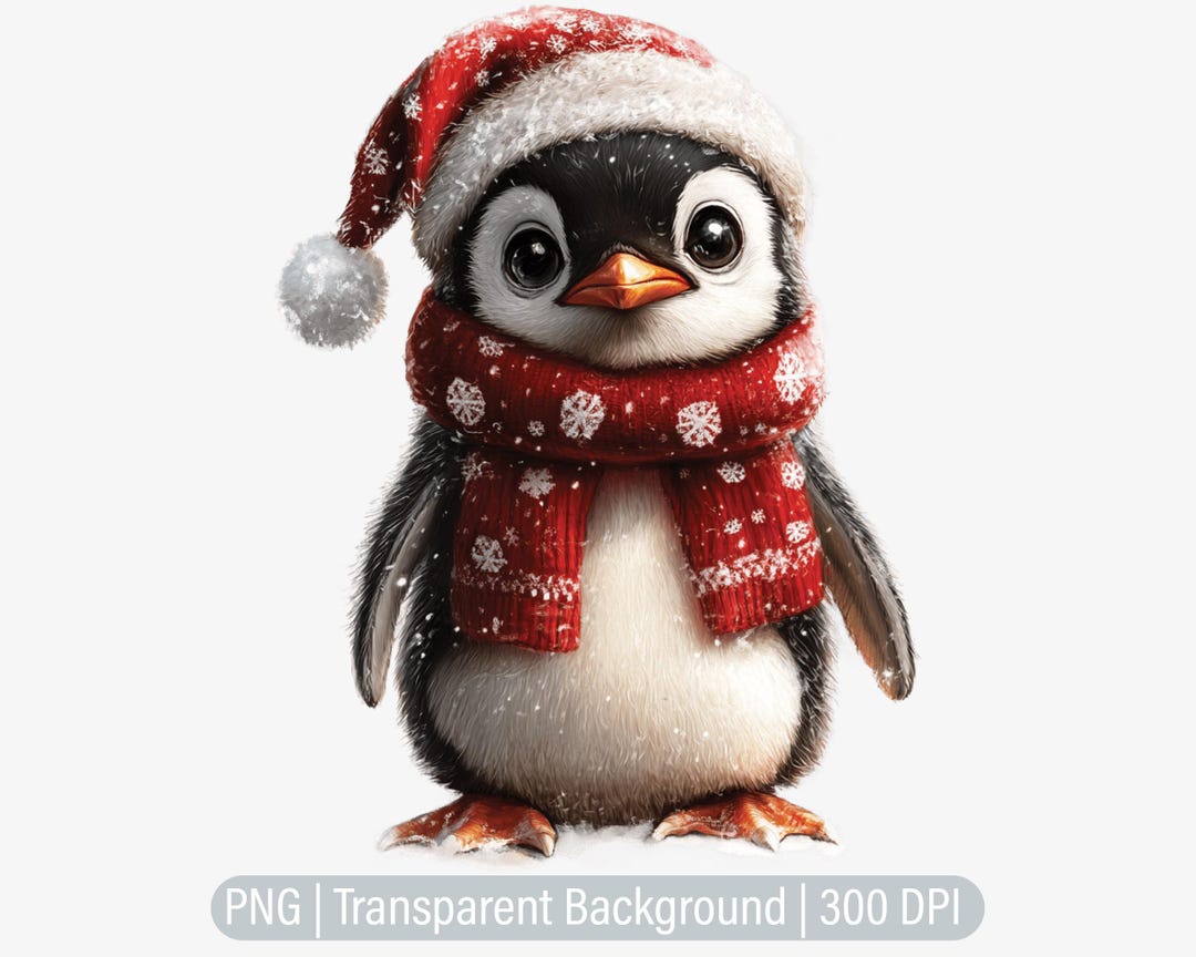 Christmas Penguin Clipart, Winter Christmas Animals PNG, Junk Journals ...