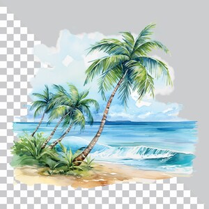 Watercolor Tropical Beach Clipart, Beach Clipart, Sea Shells ...