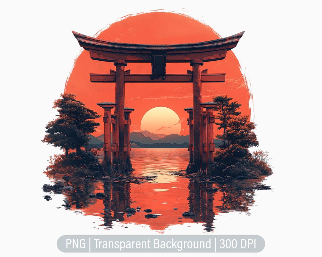Japan Torri Sunset Clipart, Japan PNG, Torri Temple Clipart, Junk ...
