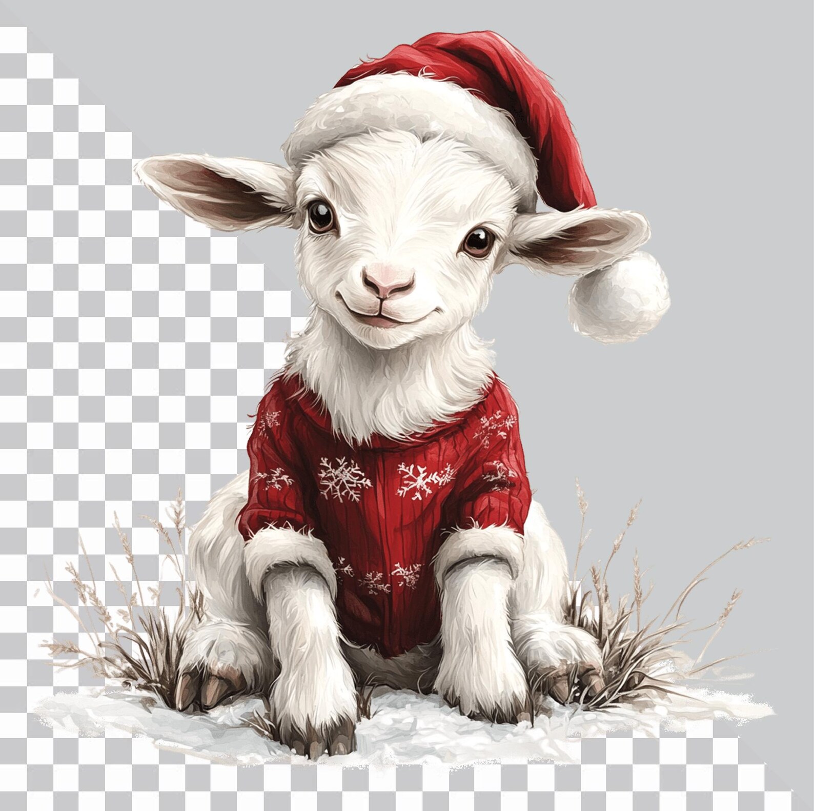 Christmas Goat Clipart, Cute Christmas Farm Kid PNG, Junk Journals ...