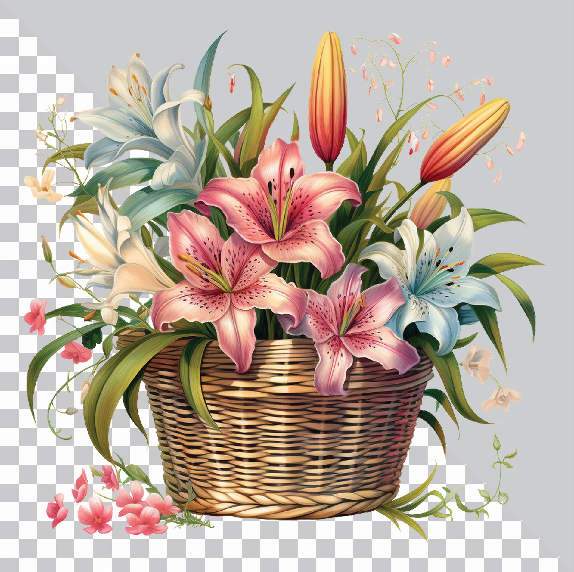 Lilly Clipart, White & Pink Lillies Clipart, Flowers Png, Junk Journals ...