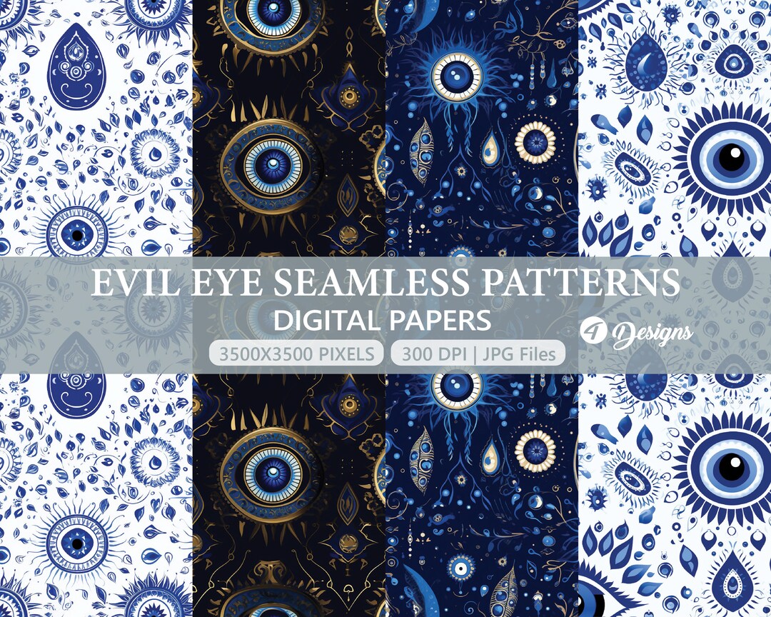 Evil Eye Digital Papers, Turkish Eye Seamless Pattern, Evil Eye Bead ...