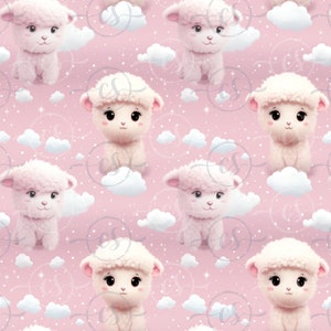 Sheep Digital Paper, Baby Sheep Pattern, Cute Sheep Backgrounds, Baby ...