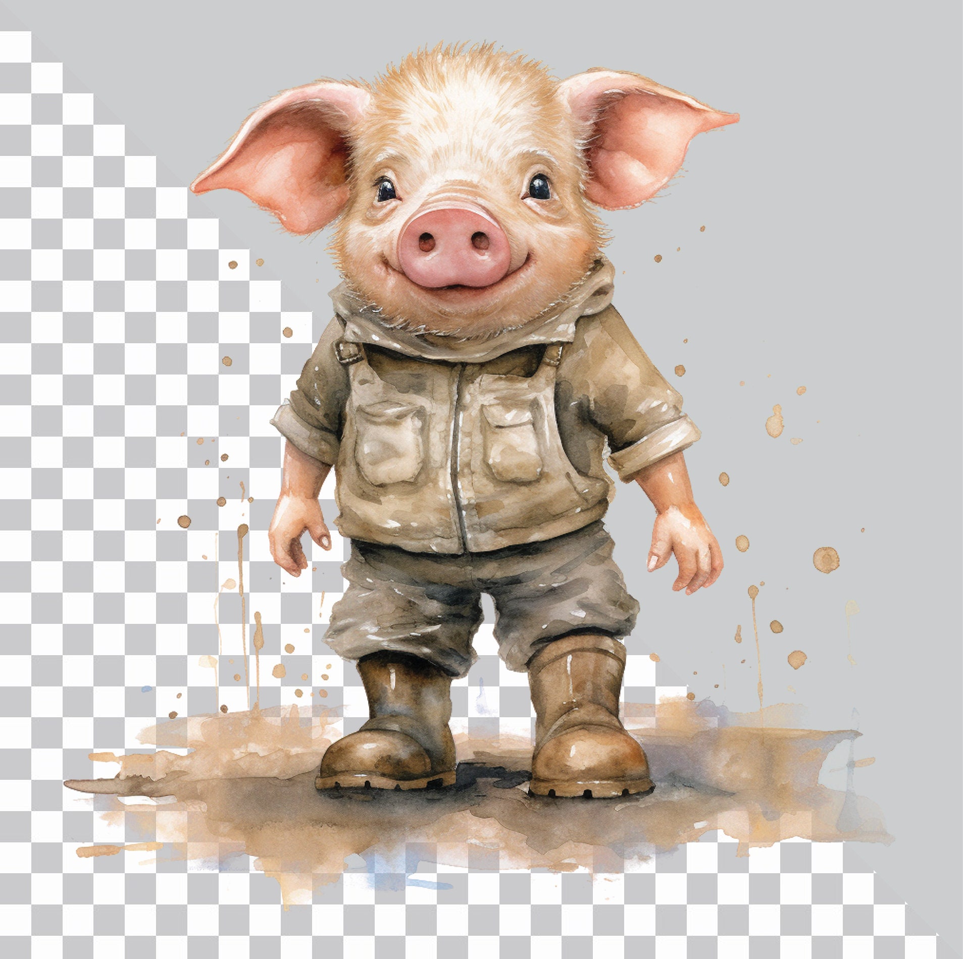 Farm Pig Clipart Watercolor Pig Clipart Piglets Clip Art - Etsy