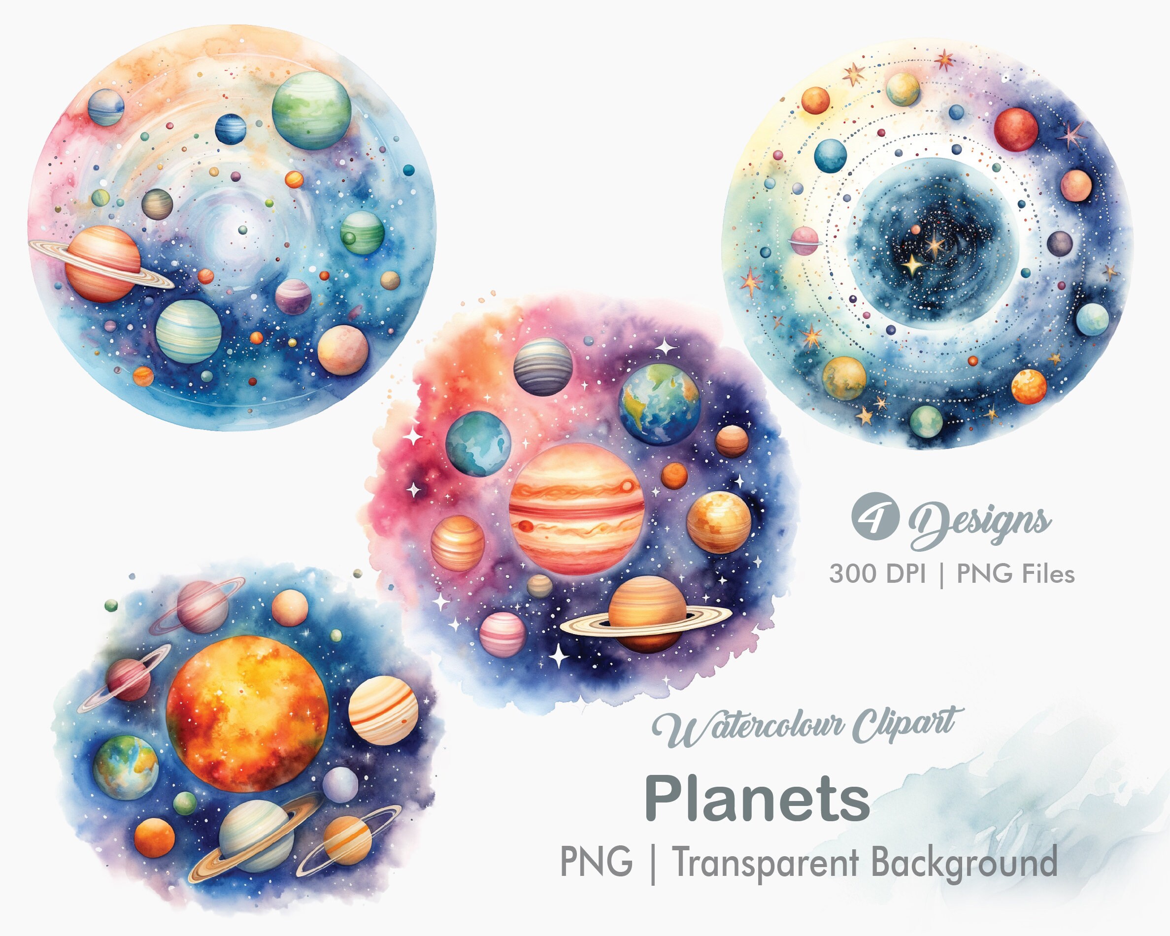 Planets Clipart, Solar System Clipart, Outer Space, Celestial, Junk ...