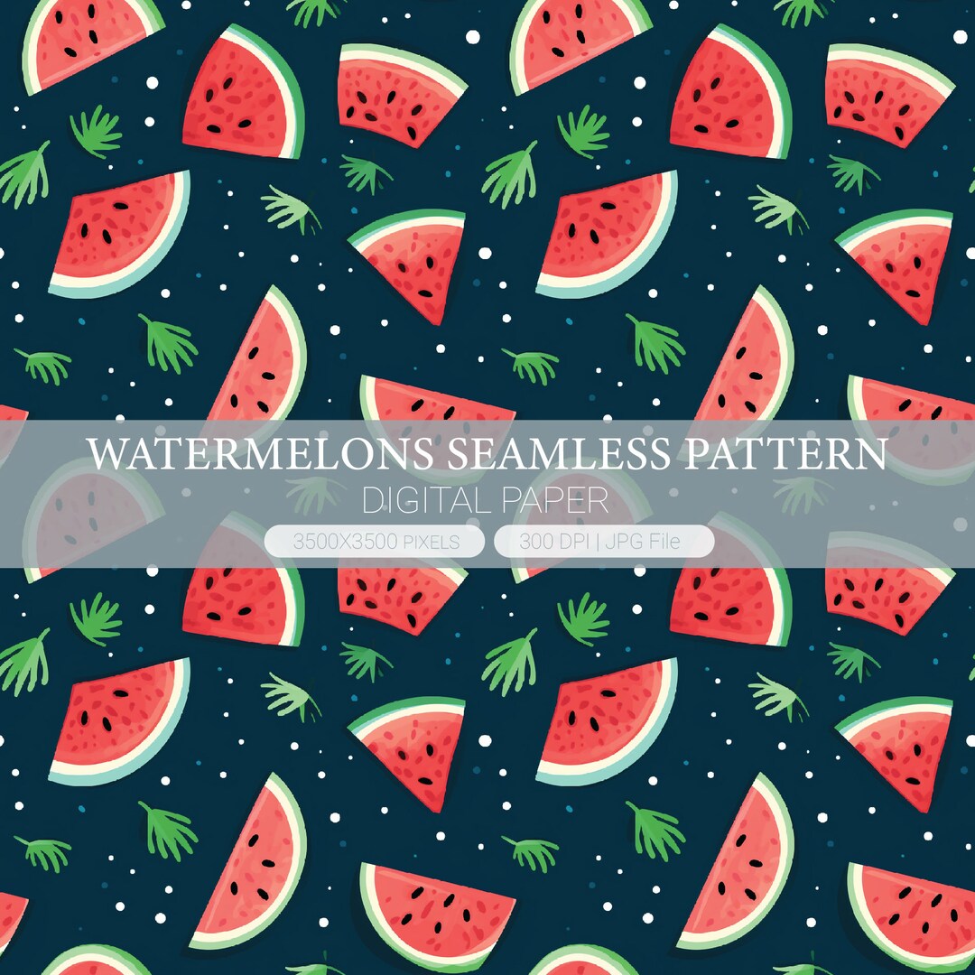 Watermelon Digital Paper, Watermelons Seamless Pattern, Summer Fruits ...