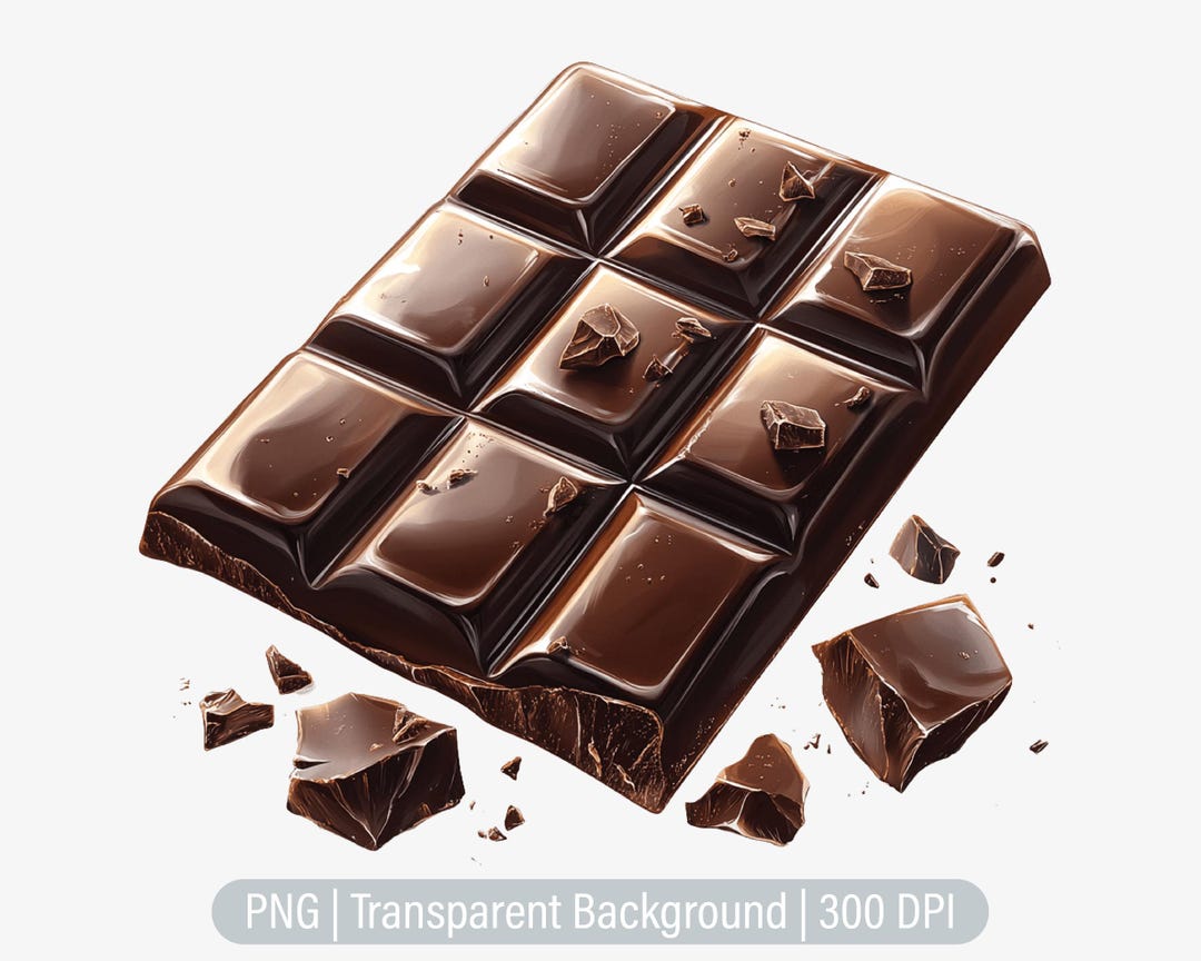 Chocolate Bar Clipart, Chocolate Slab PNG, Dark Chocolate, Junk ...