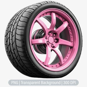 Pink Rim Tire Clipart, Pink Racing PNG, Car Tyre Junk Journals ...
