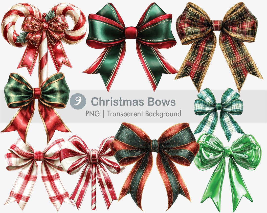 Christmas Bows Clipart, Bow Ribbons Png, Christmas Candy Stick Png ...