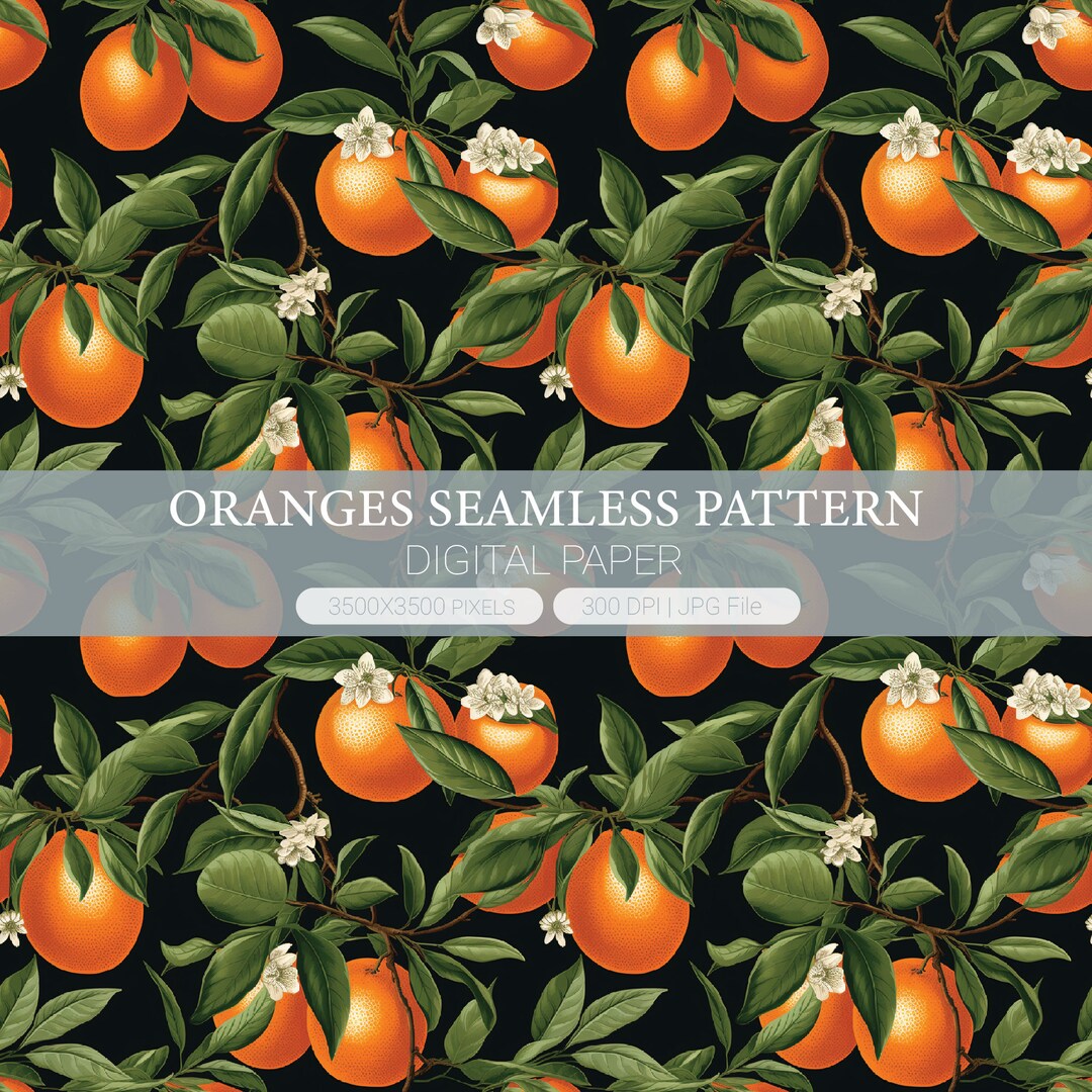 Orange Digital Paper, Orange Fruits Seamless Pattern, Oranges ...