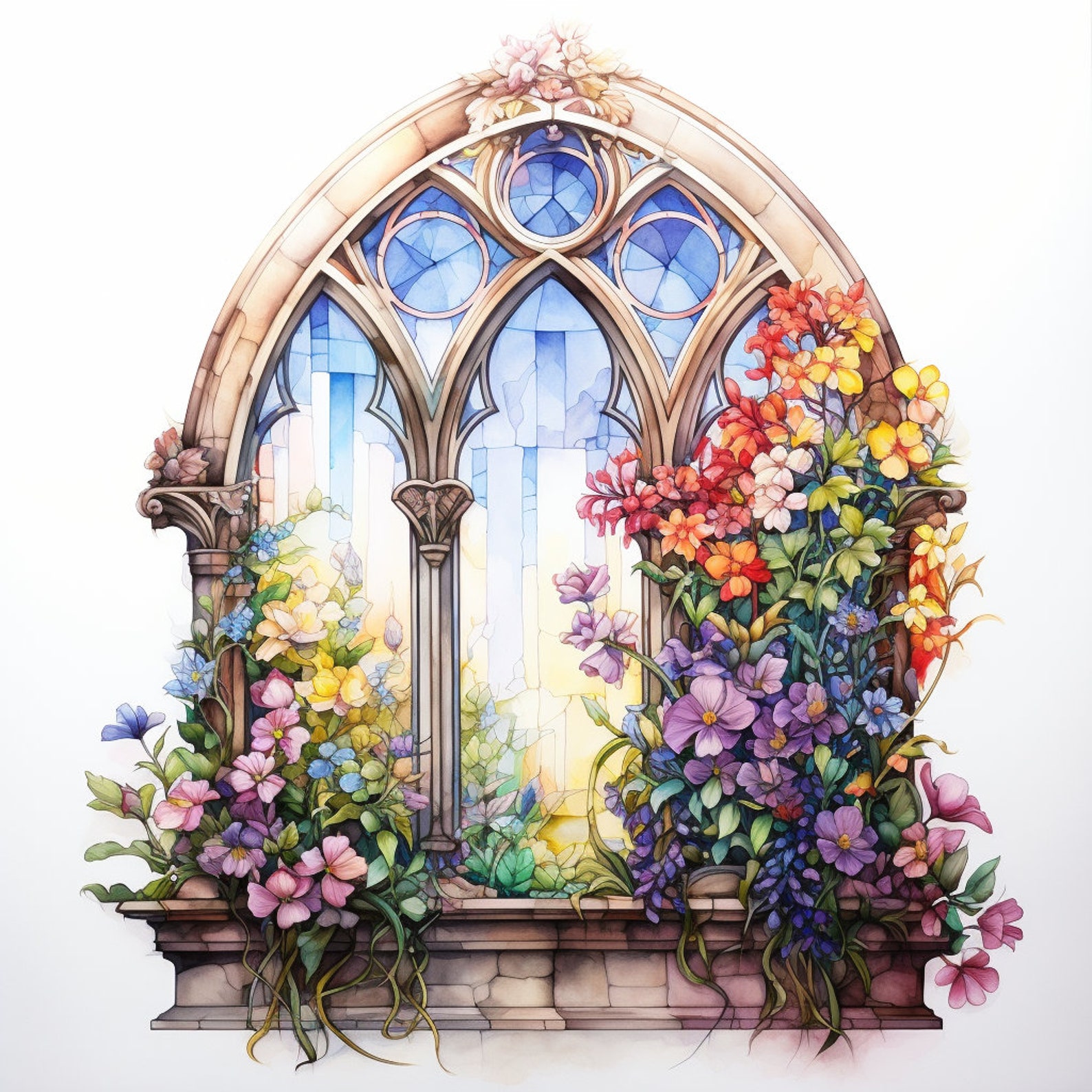 Church Window Clipart, Watercolour Church Png, Stained Glass Clipart ...