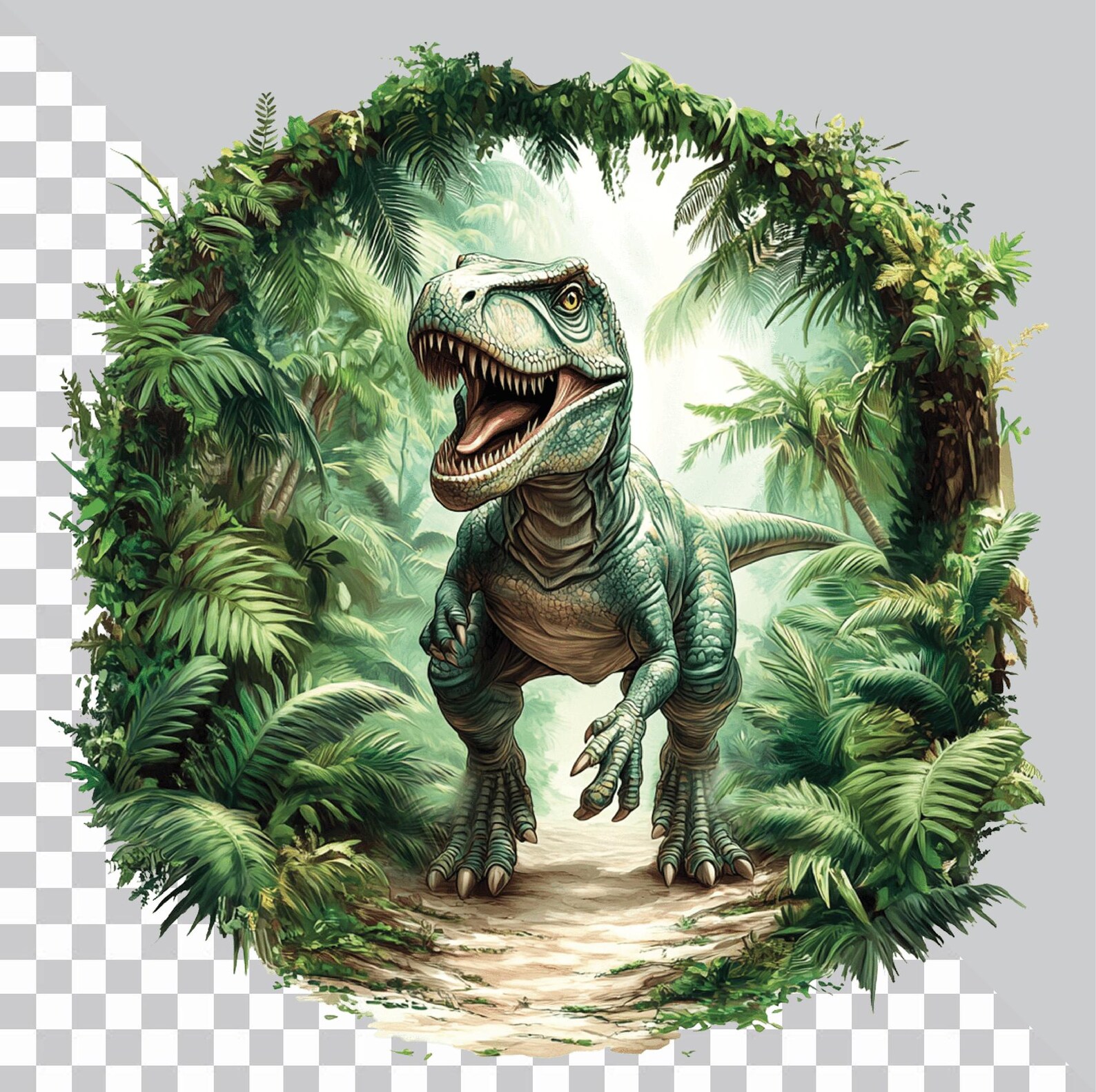 Jungle Dinosaur Clipart, Cute Dinosaur PNG, Dinosaur, Junk Journals ...