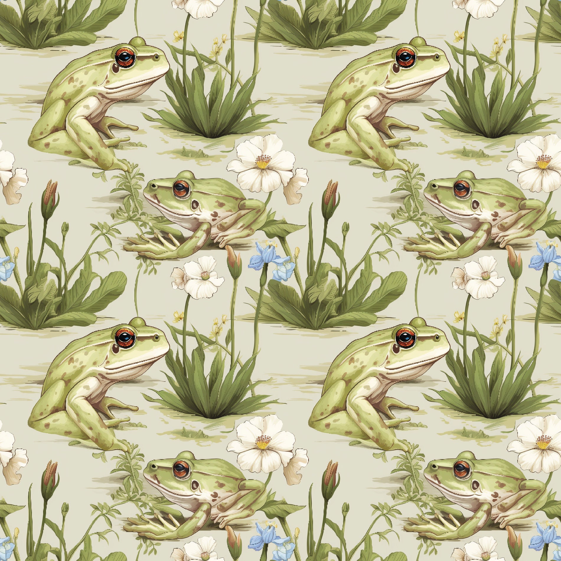 Frogs Digital Paper Seamless Frog Patterns Romantic Frogs - Etsy