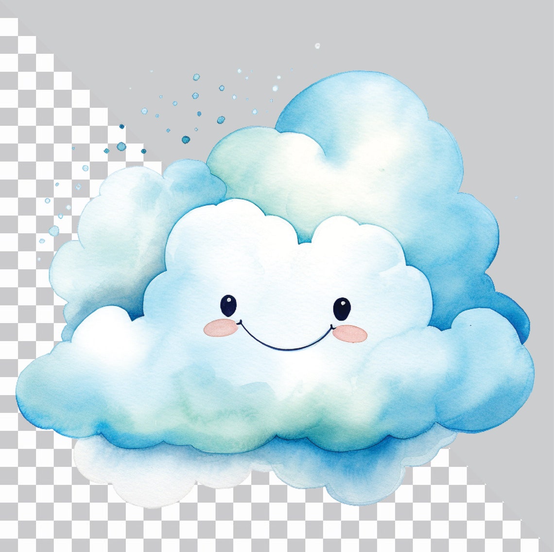 Happy Cloud Clipart, Cute Cloud PNG, Pastel Cloud PNG, Junk Journals ...