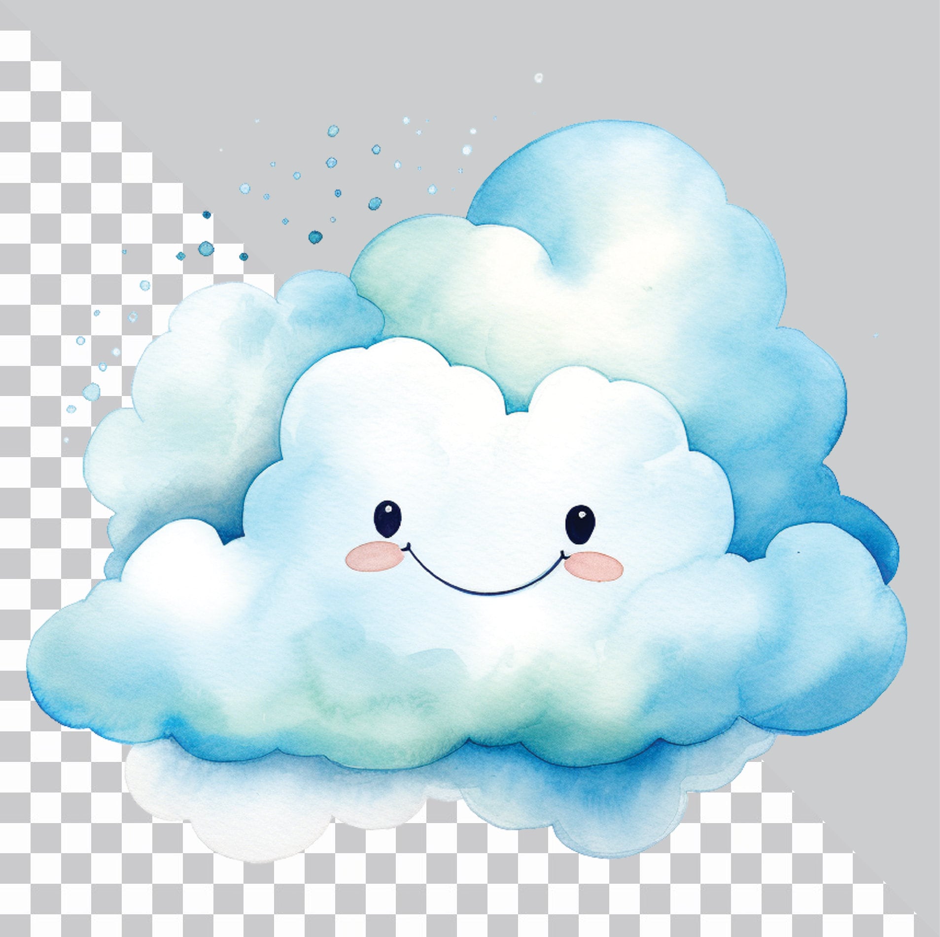 Happy Cloud Clipart, Cute Cloud PNG, Pastel Cloud PNG, Junk Journals ...
