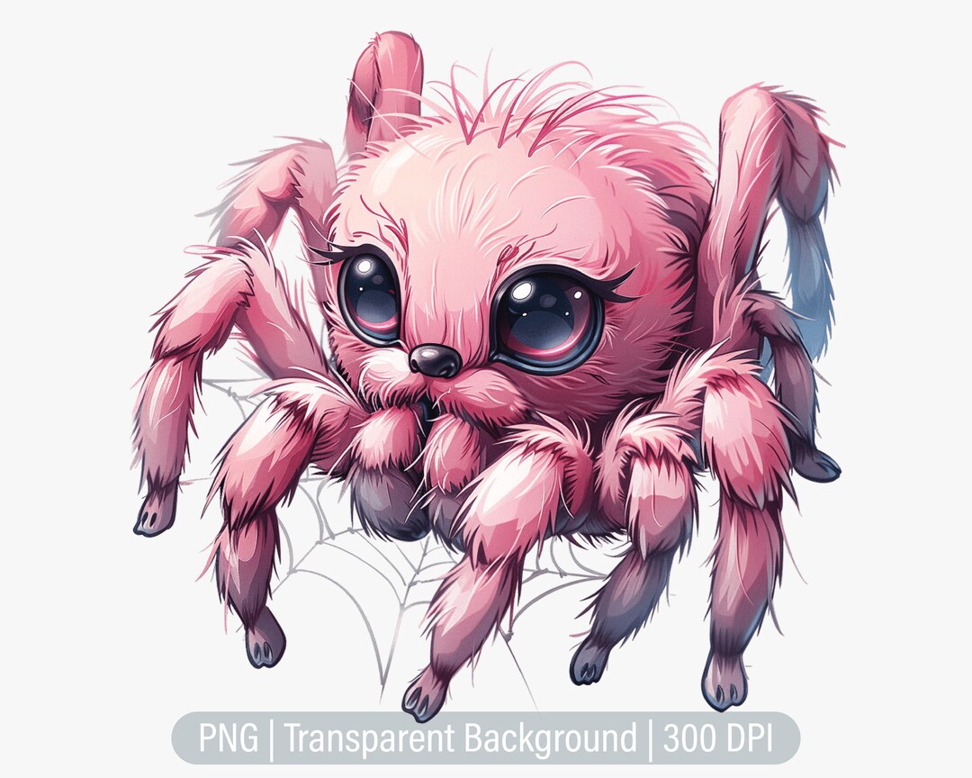 Pink Spider Clipart, Halloween PNG, Cute Spider, Junk Journals ...
