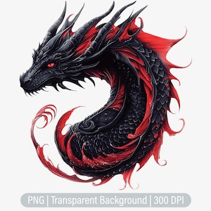 Goth Dragon Clipart, Gothic PNG, Dark Fantasy, Ocean Dragon, Junk ...