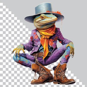 Cowboy Lizard Clipart, Cool Lizard, Reptiles PNG Clipart, Junk Journals ...