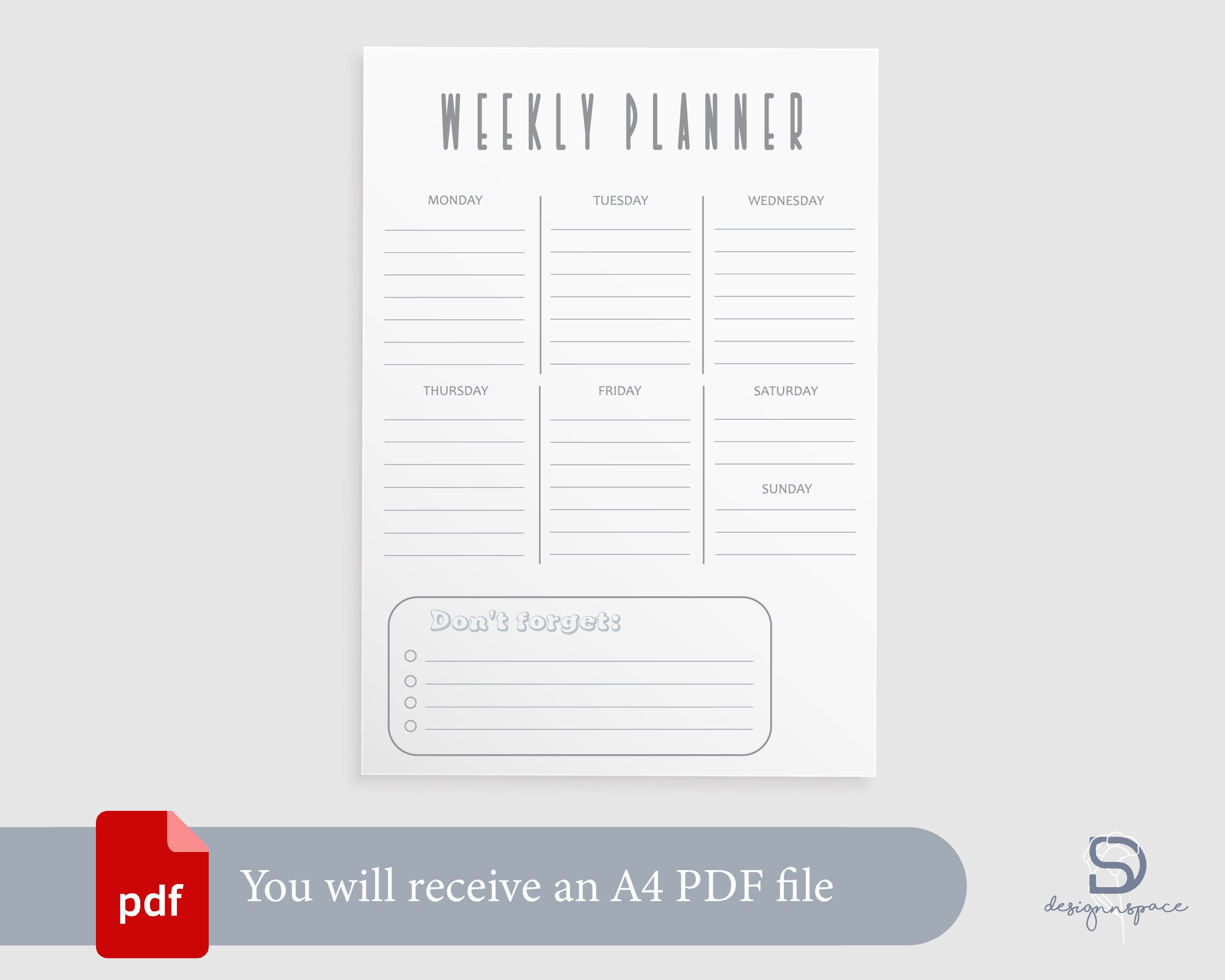 Weekly Planner Printable to Do List Minimal Weekly Schedule - Etsy