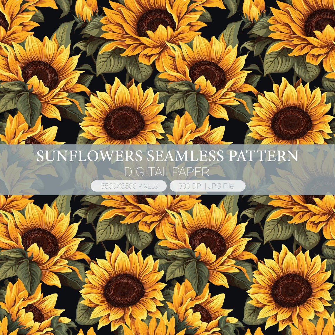 Sunflower Digital Paper, Seamless Sunflower Patterns, Floral ...