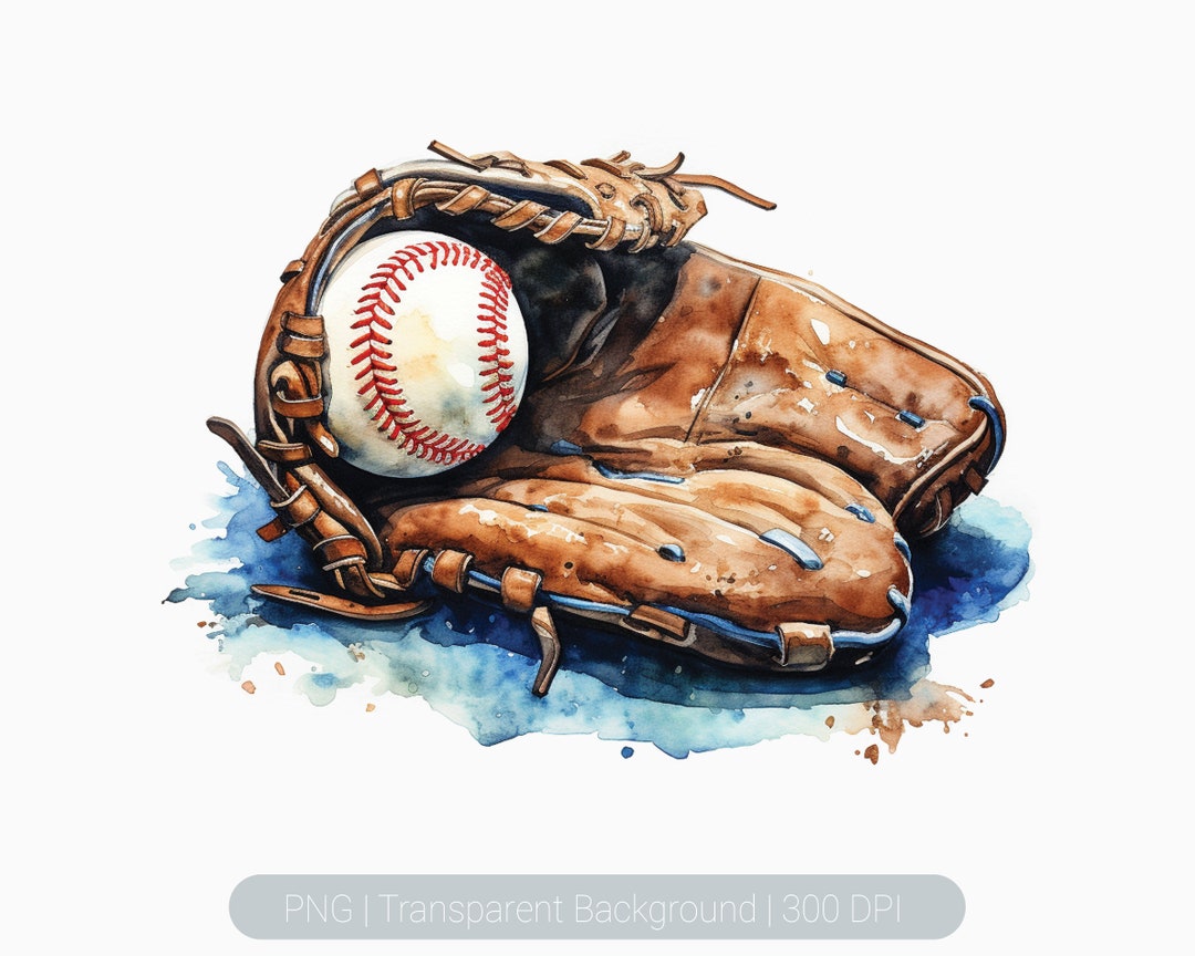 Watercolor Baseball Mitt Clipart, Sports Png, Baseball Png, Baseball ...