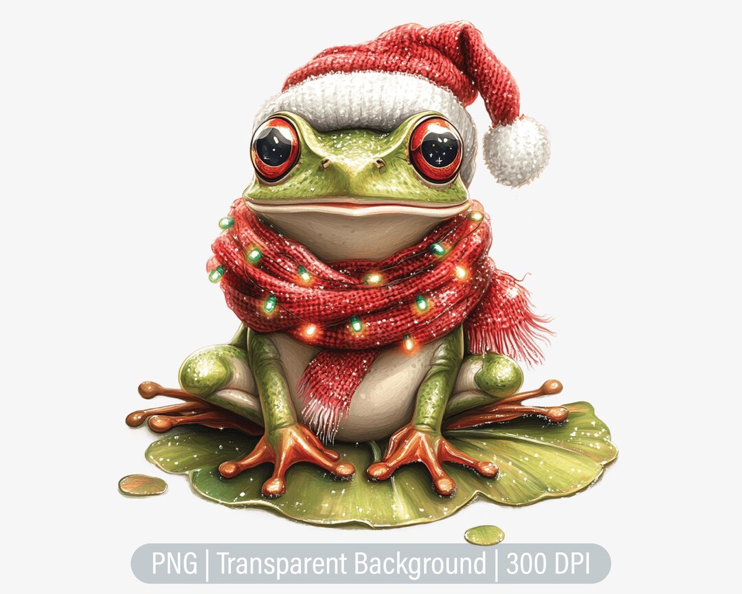 Christmas Frog Clipart, Christmas PNG, Cute Frog, Junk Journal ...