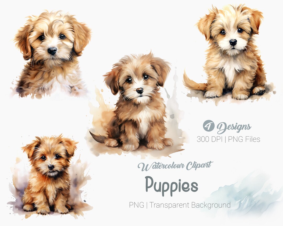 Watercolor Puppies Clipart | Puppy Clipart Graphics | Puppy ...