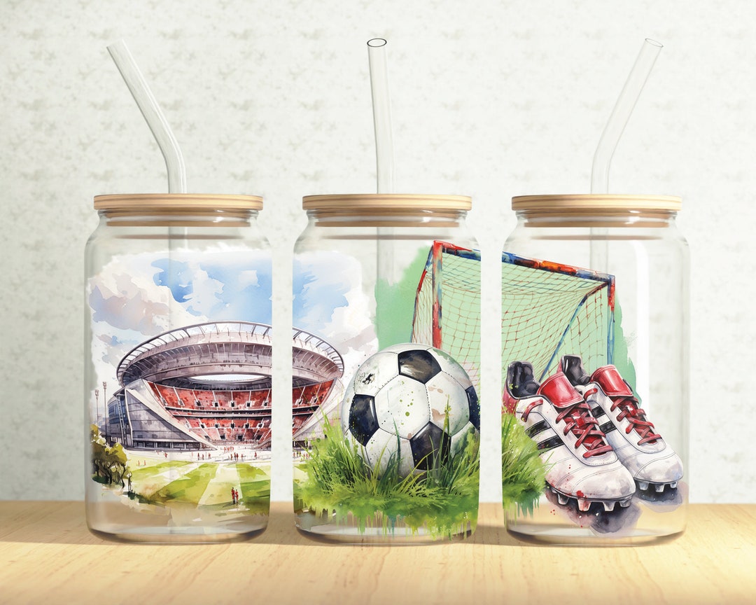 Soccer Can Wrap, Sports 16oz Glass Can, Soccer Stadium, Soccer Net 16oz ...