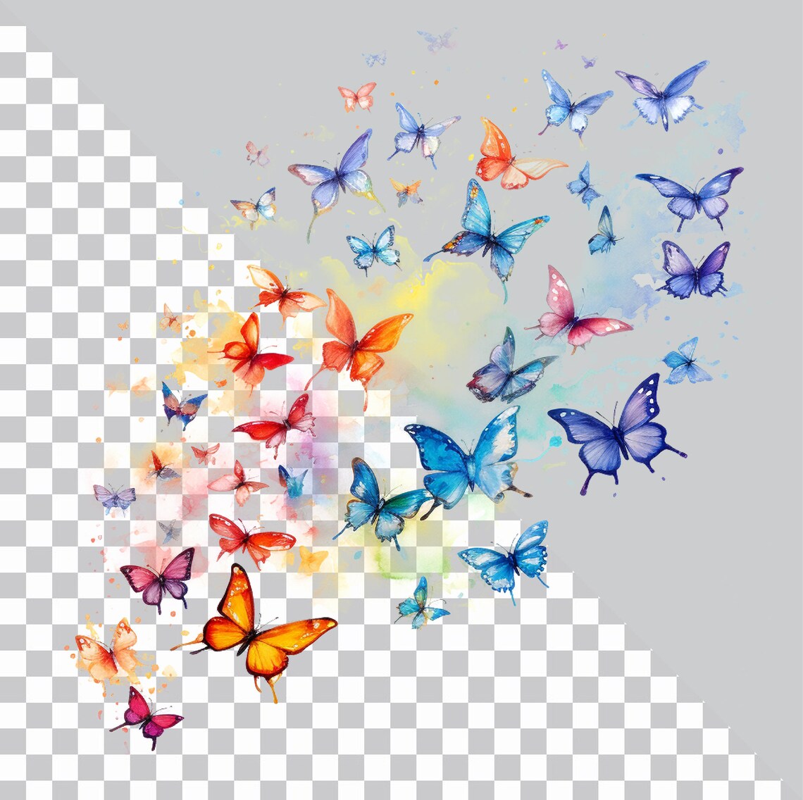 Flying Butterflies Clipart, Watercolour Butterfly Swarm Clipart ...