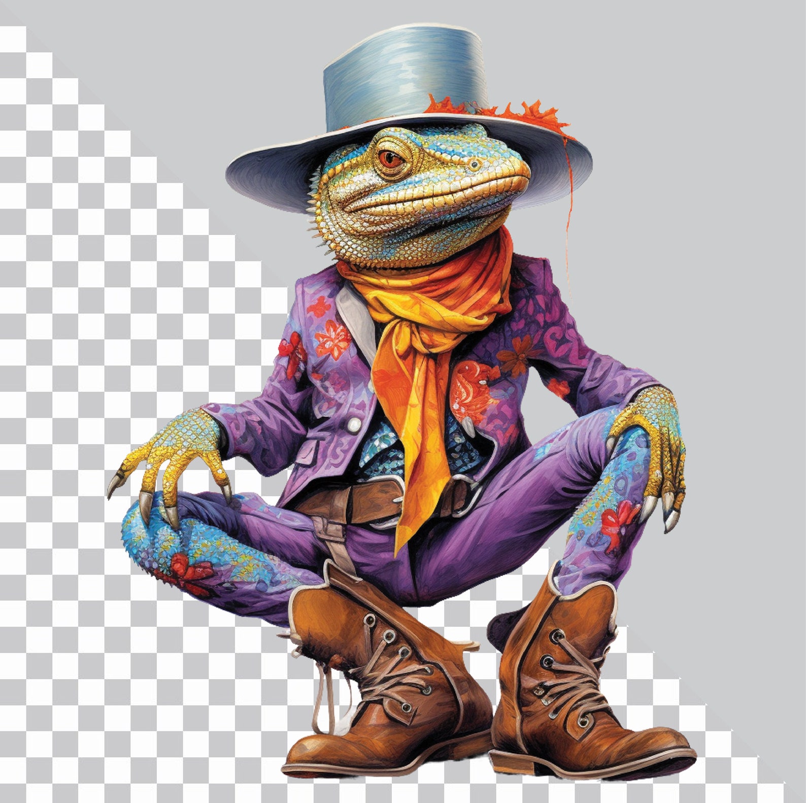Cowboy Lizard Clipart, Cool Lizard, Reptiles PNG Clipart, Junk Journals ...