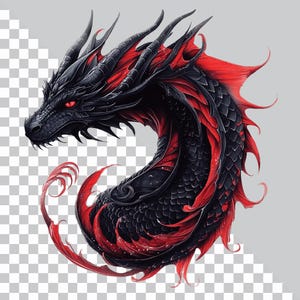 Goth Dragon Clipart, Gothic PNG, Dark Fantasy, Ocean Dragon, Junk ...