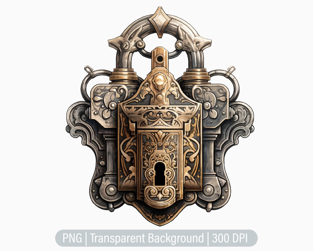 Antique Padlock Clipart, Victorian Lock PNG, Vintage Clipart, Junk ...