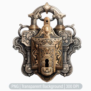 Antique Padlock Clipart, Victorian Lock PNG, Vintage Clipart, Junk ...