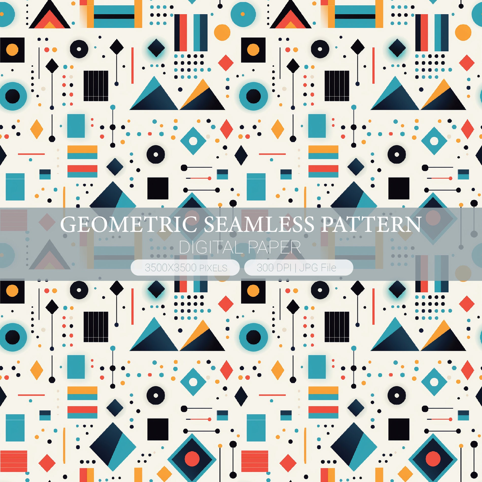 Geometric Digital Paper Geometric Shapes Seamless Pattern - Etsy