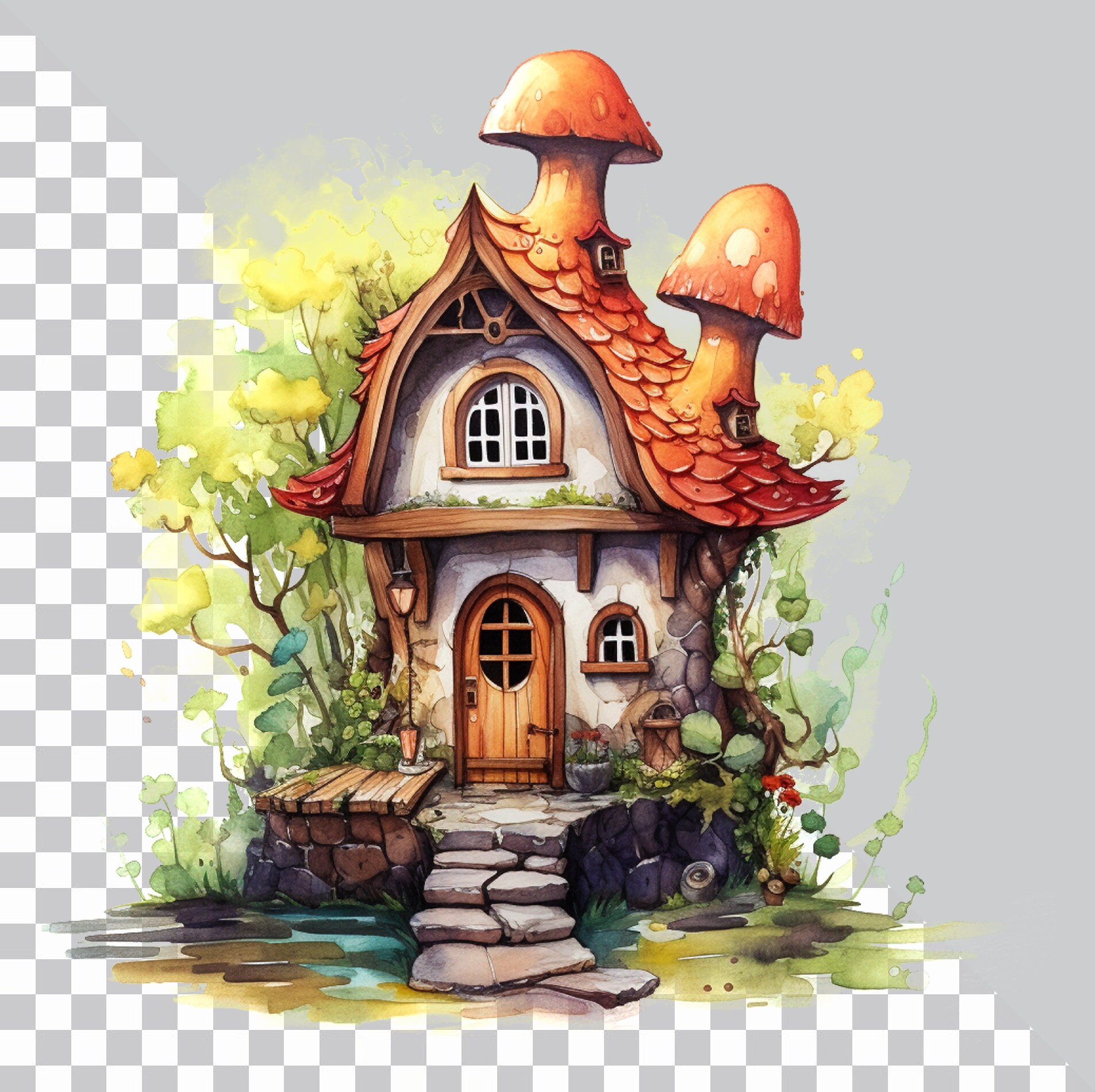 Watercolor Fairy House Clipart Little Tiny Fairy House Png - Etsy