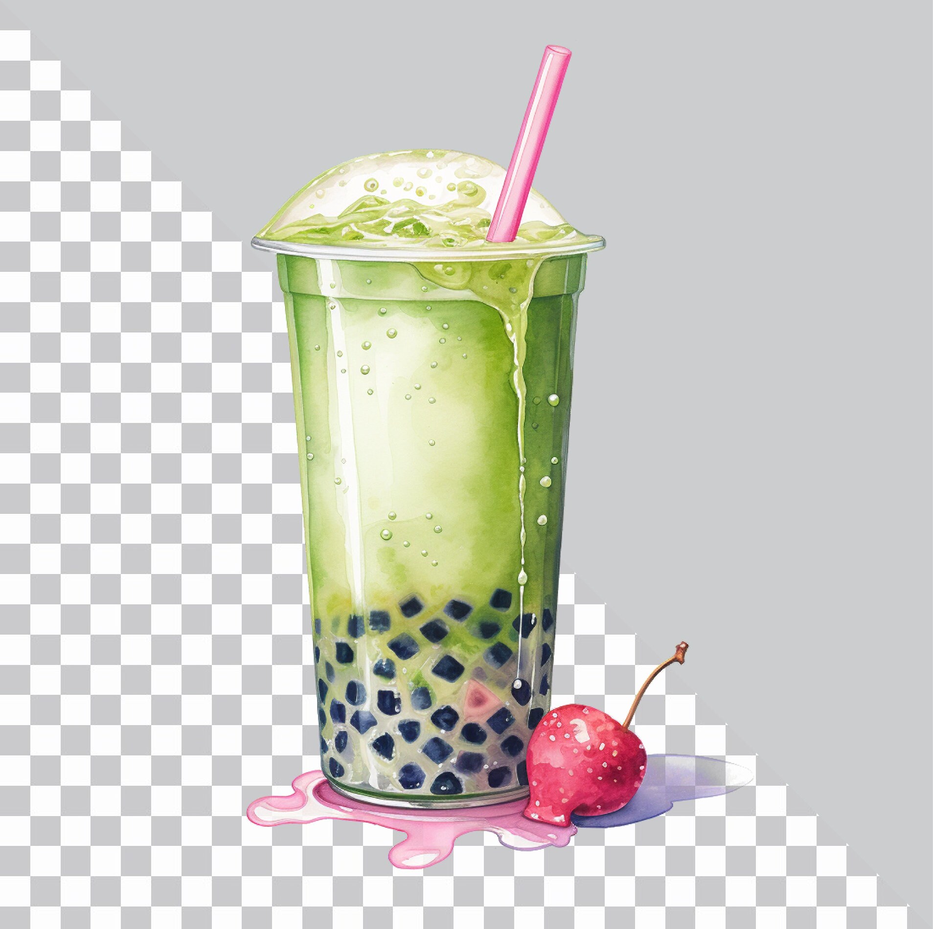 Watercolor Boba Tea Clipart PNG, Bubble Tea Clipart, Tea Boba Nai Cha ...
