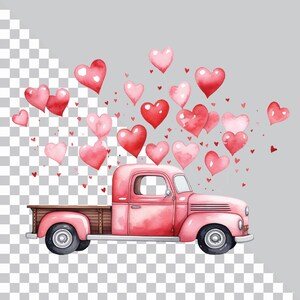 Valentine's Trucks Clipart, Valentine's Day PNG, Hearts Png, Junk ...