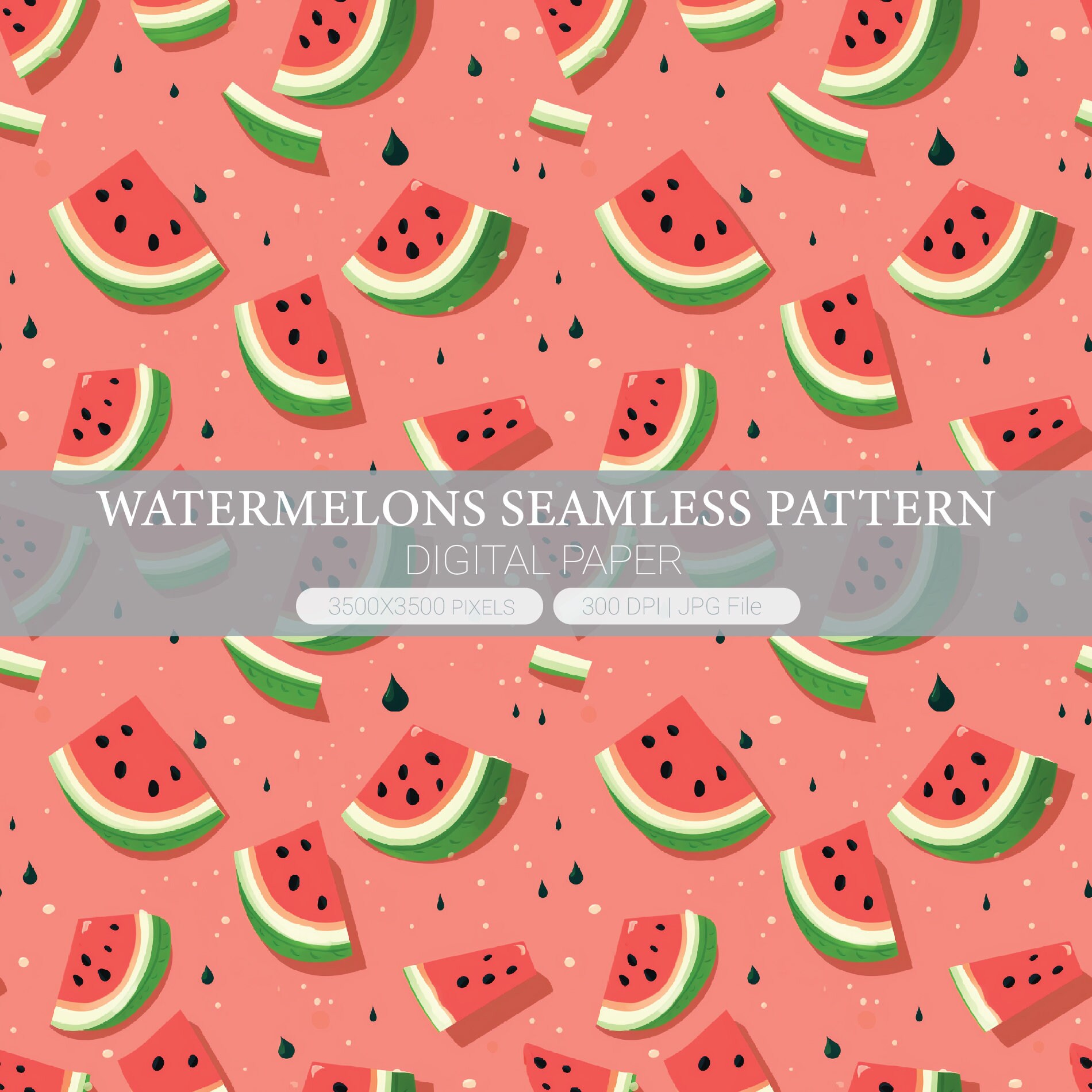 Watermelon Digital Paper Watermelons Seamless Pattern Summer - Etsy